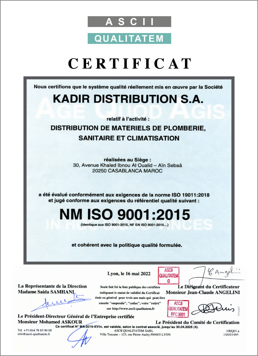 Kadir distribution » Certification ISO : Une Reconnaissance Officielle ...